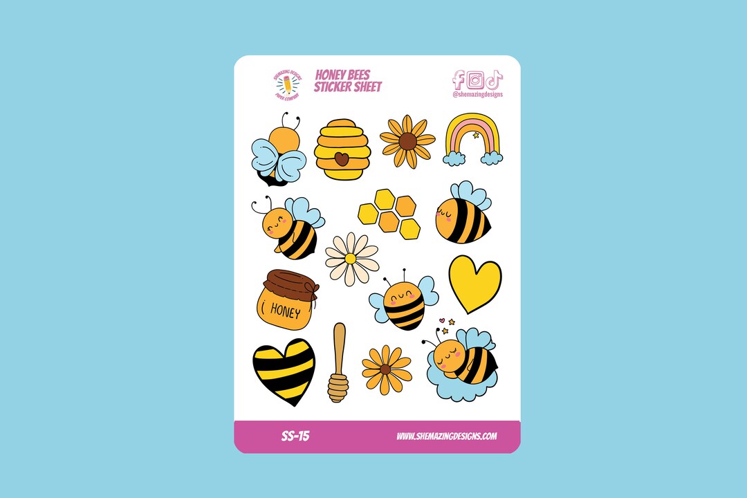 Honey Bees Sticker Sheet / Planners, Planner, Scrapbooking, Bujo ...