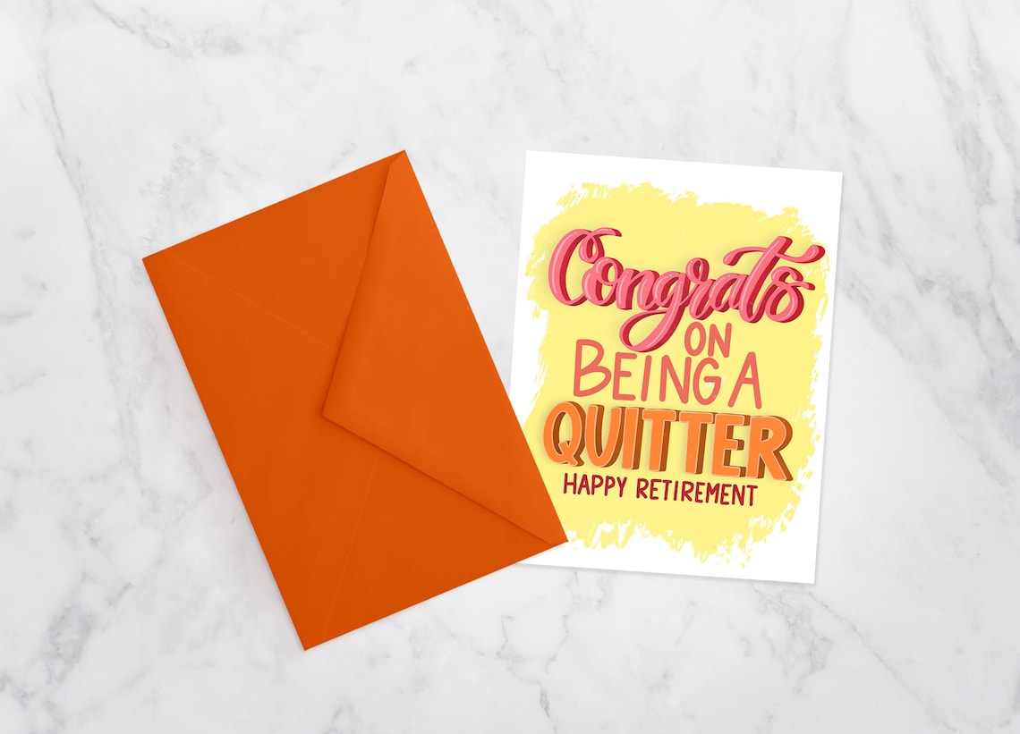 Funny Retirement Card: Congrats on Being a Quitter - Etsy