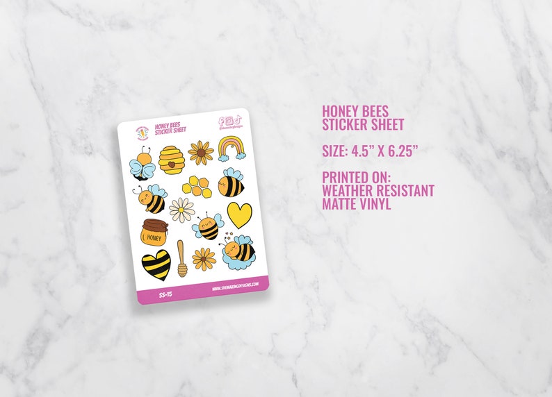 Honey Bees Sticker Sheet / Planners, Planner, Scrapbooking, Bujo ...