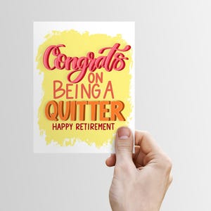 Funny Retirement Card: Congrats on Being a Quitter - Etsy