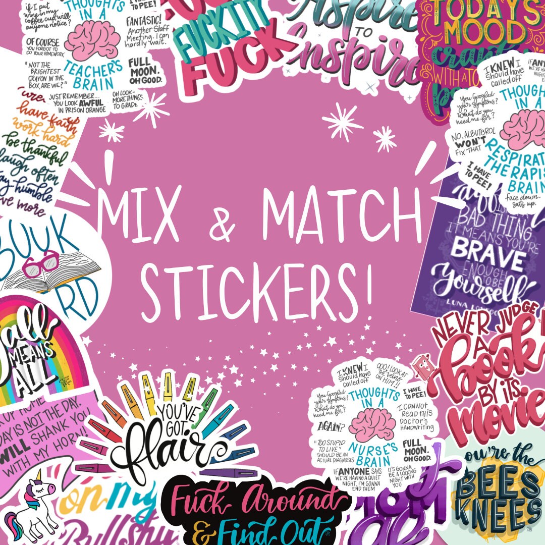 Mix and Match Any Stickers - Pick Your Own Sticker Pack - Etsy