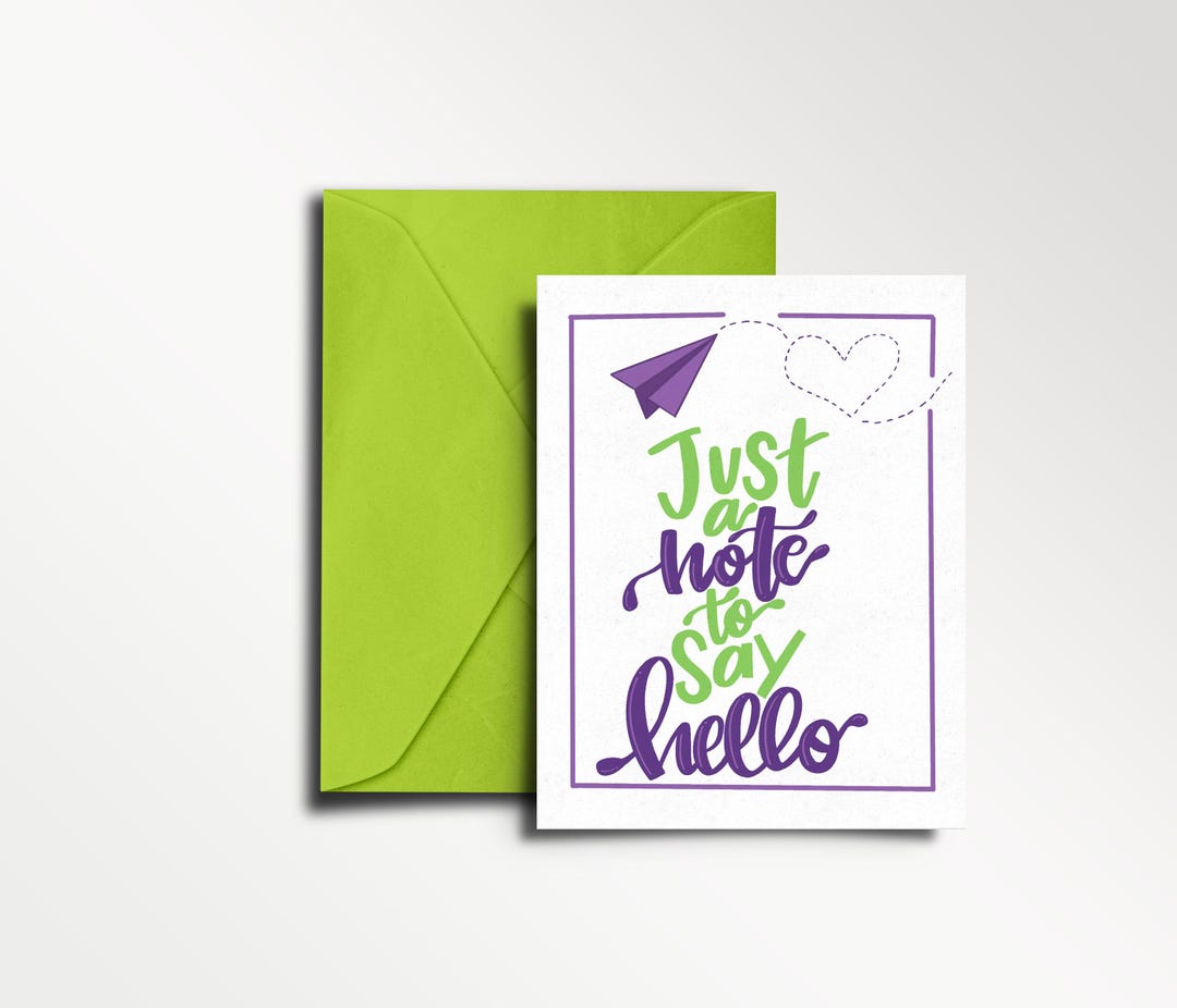 Just a Note to Say Hello – Cute Paper Airplane Greeting Card - Etsy