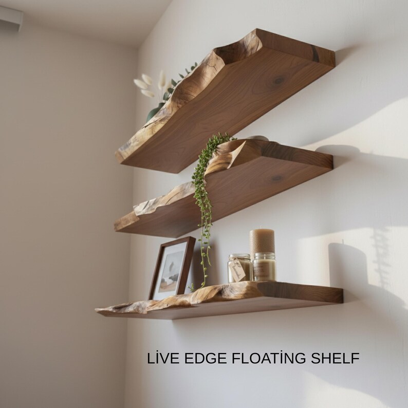 Floating Shelf, Sound Wave Art, Wall Hanging, Wall Shelf, Live Edge ...