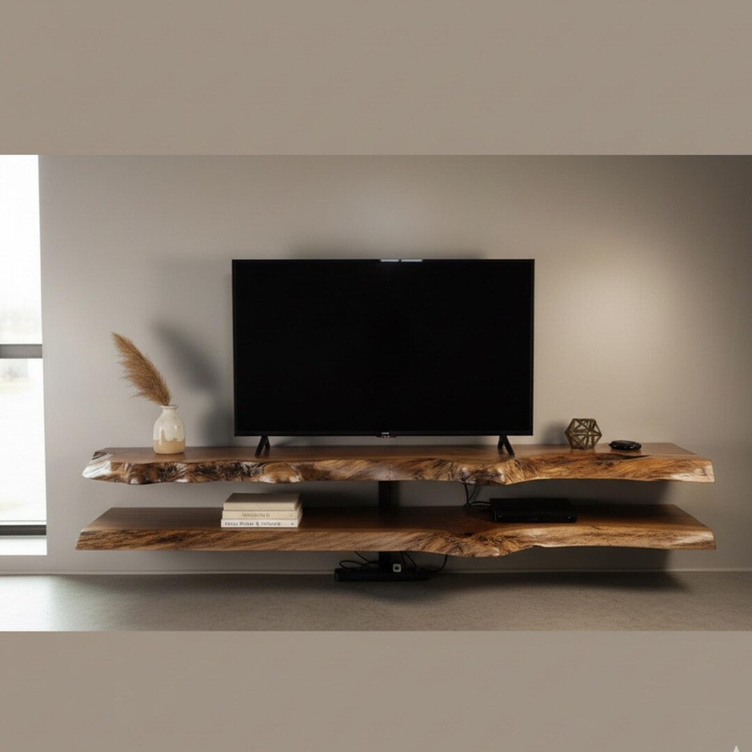 Handmade Live Edge Wood TV Stand - Rustic Farmhouse Console - Etsy