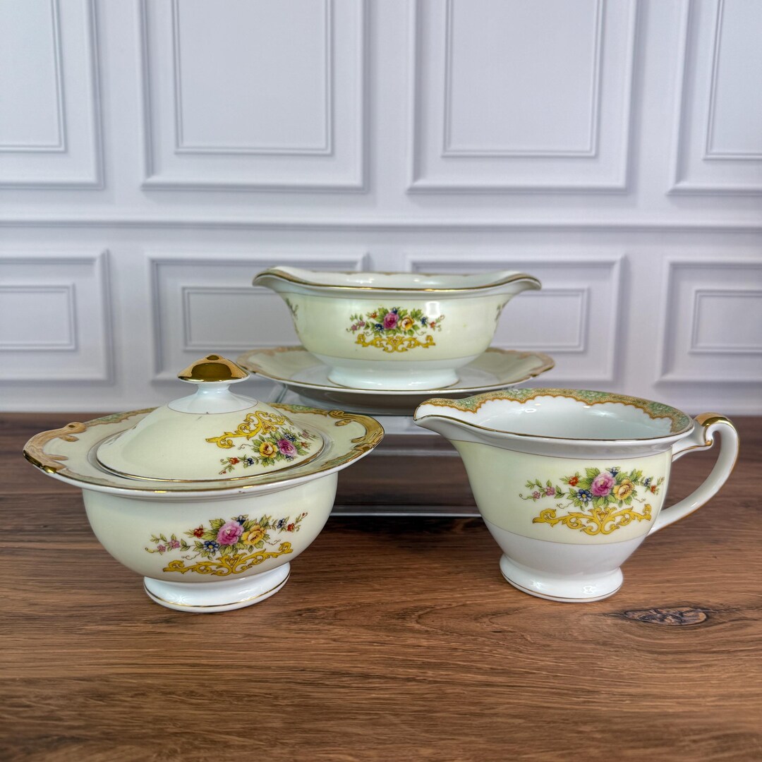 Vintage KIK13 by Kikusui China Gravy Boat, Creamer & Sugar Bowl – Made ...