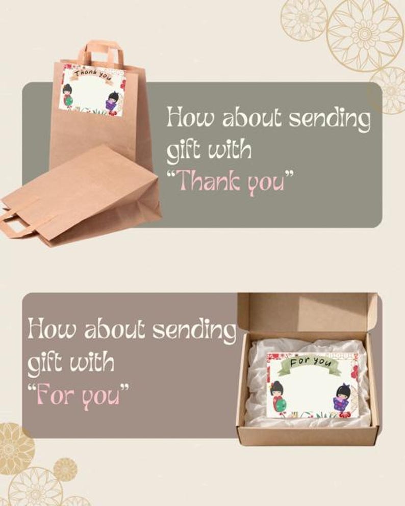 Kokeshi Thank You Cards | Japanese Gift Card Set (digital Download A4 ...