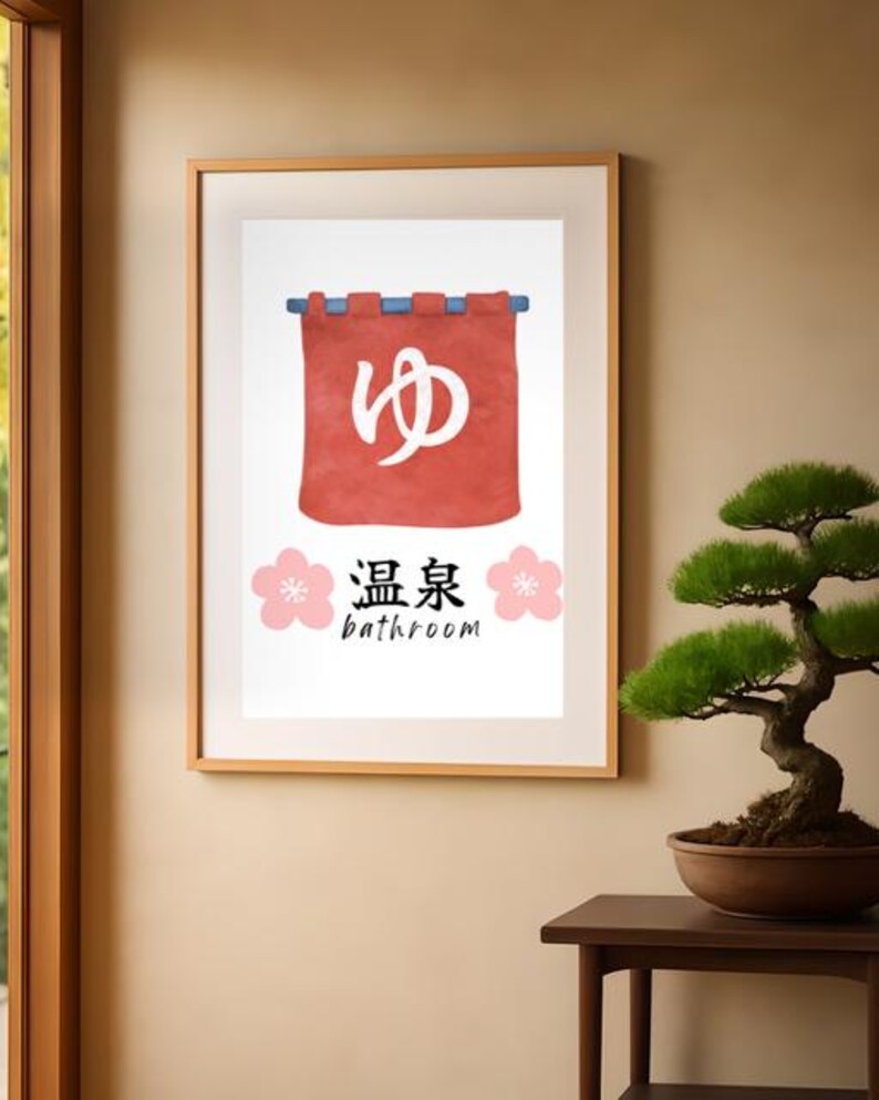 Japanese Onsen Hot Spring Sign | Bathroom Art Print (A3/A4 Digital ...