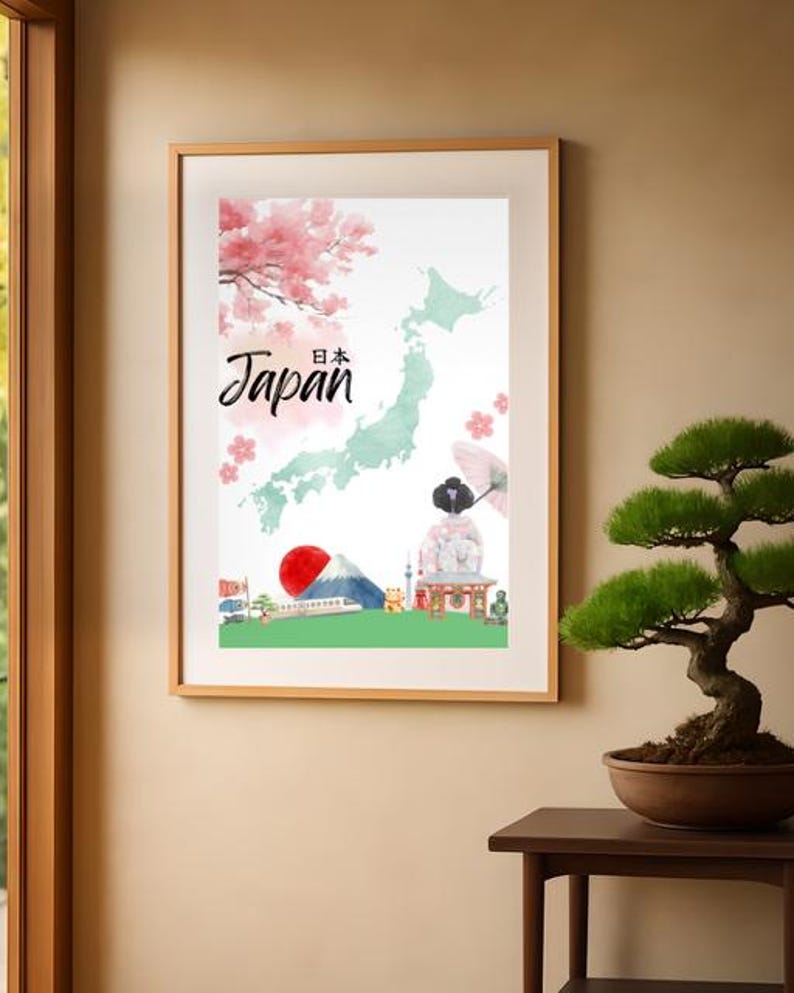 Japanese Home Signs Series – Japan Map Wall Art | A3/A4 Printable PNG ...