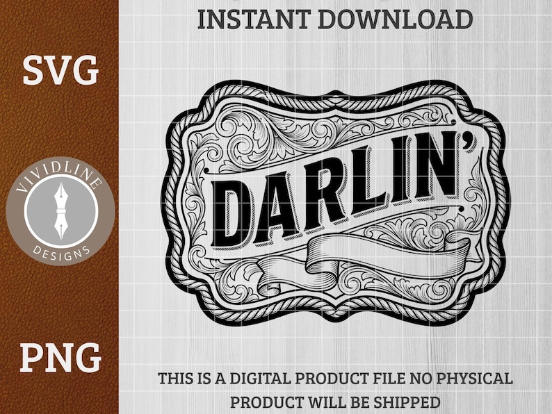 DARLIN' Western Scrollwork SVG PNG | Southern Charm Ornate Logo | Laser ...
