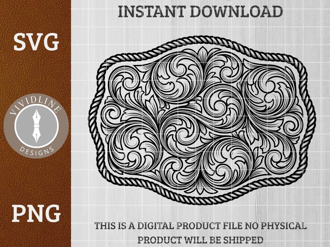 Western Belt Buckle SVG PNG Southern Greeting Cowboy Cowgirl Ornate ...