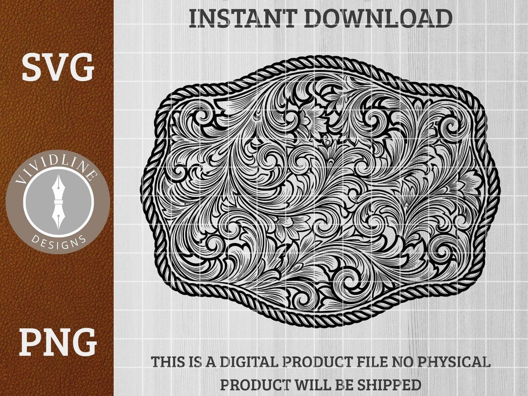 Western Belt Buckle SVG PNG Southern Greeting Cowboy Cowgirl Ornate ...
