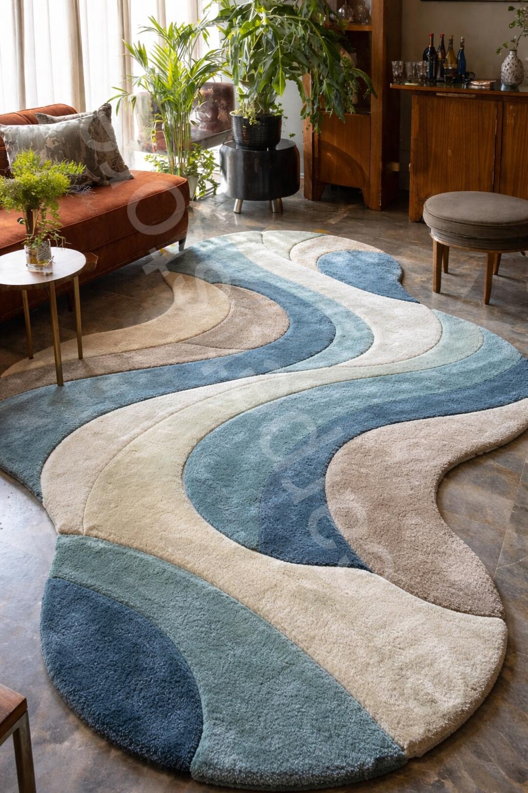 Modern Hand Made Tufted Carpet Modern Abstract Wavy Tufted Rug Soft ...