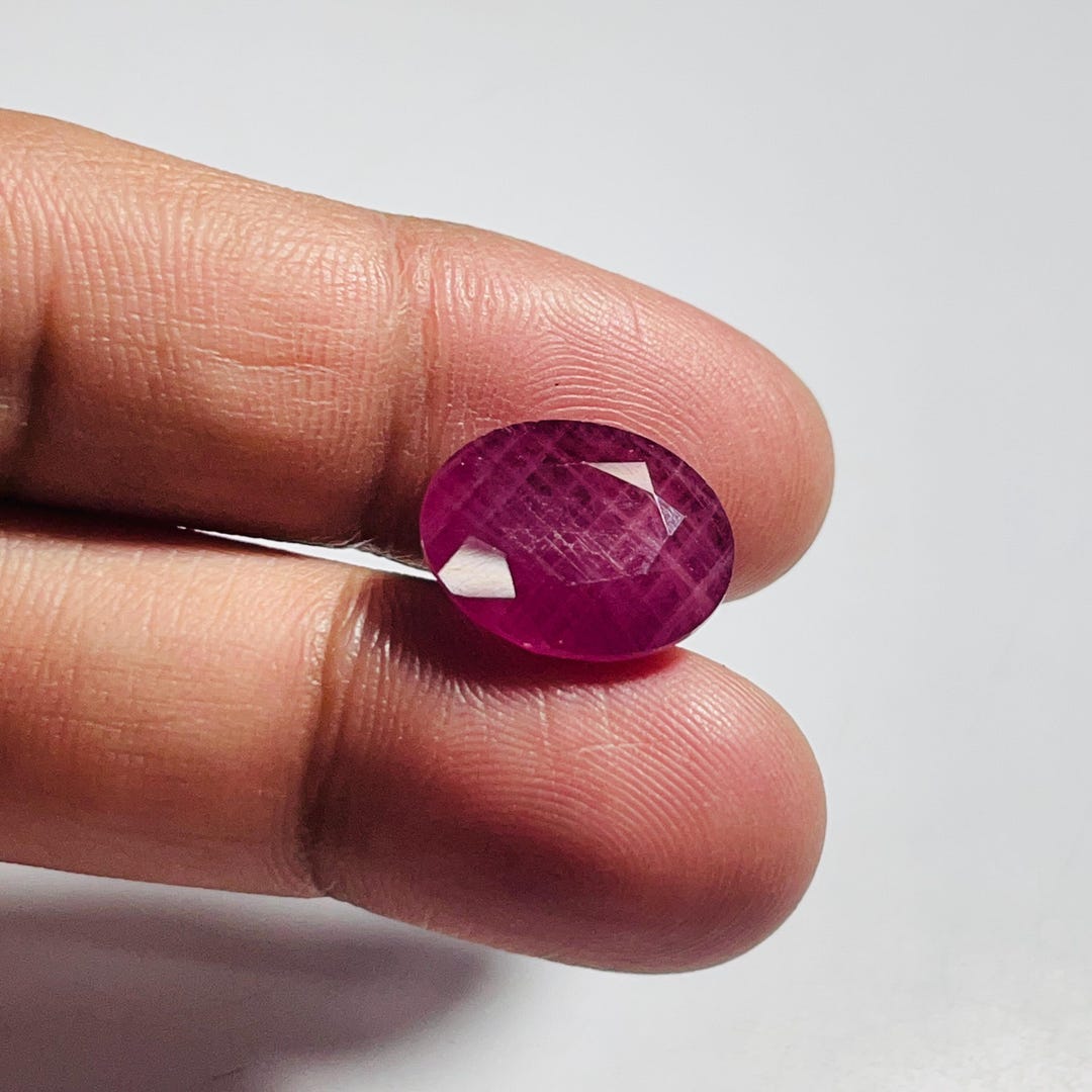 Oval Natural Ruby Corundum Faceted Cut Loose Gemstone Making Jewellery ...