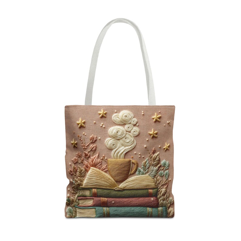 PRINTED Book Lover Tote Bag Coffee Books Design Aesthetic Reader Floral ...