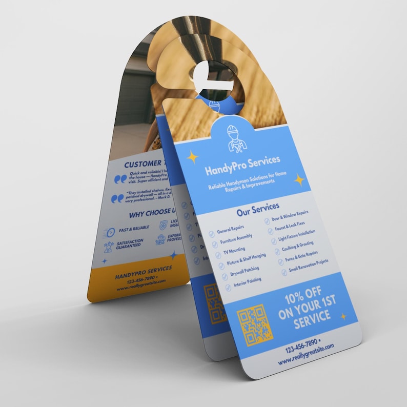 Handyman Door Hanger Template, Editable Design for Contractor Marketing ...