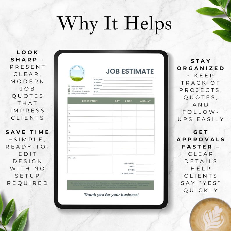 Painter Invoice Template, Editable Estimate, Contractor Forms, Job ...