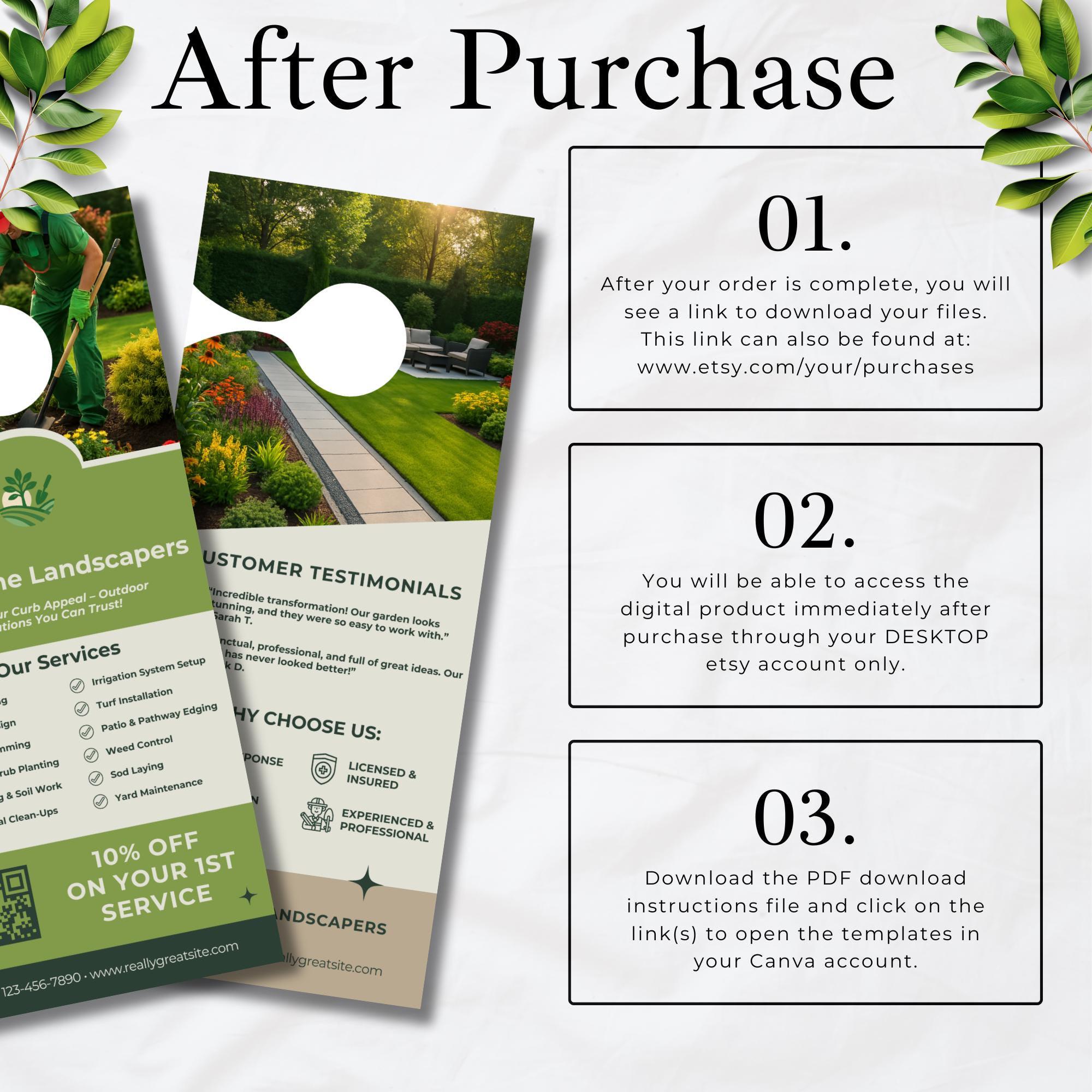 Landscaping Door Hanger Flyer Template Lawn Care Services Editable ...