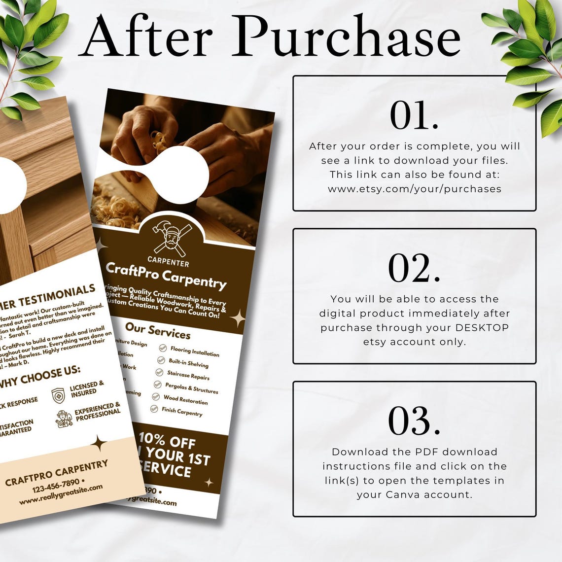 Door Hanger Flyer Template for Carpenters | Canva Editable Marketing ...