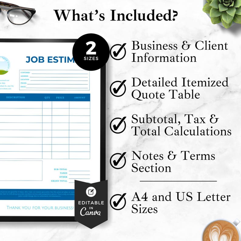 HVAC Job Quote Template, Customizable Business Proposal Sheet, Editable ...