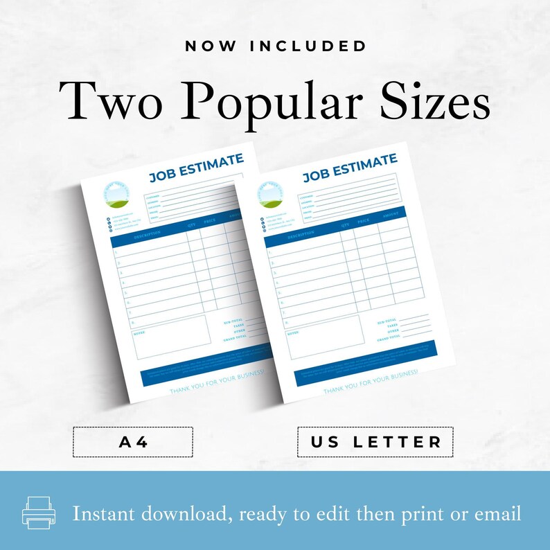 HVAC Job Quote Template, Customizable Business Proposal Sheet, Editable ...