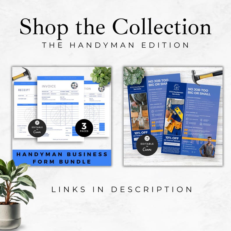 Handyman Invoice & Estimate Template, Service Request Form Bundle, Home ...