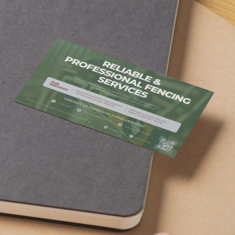 Fencing Business Card Template, Editable Contractor Card Canva ...