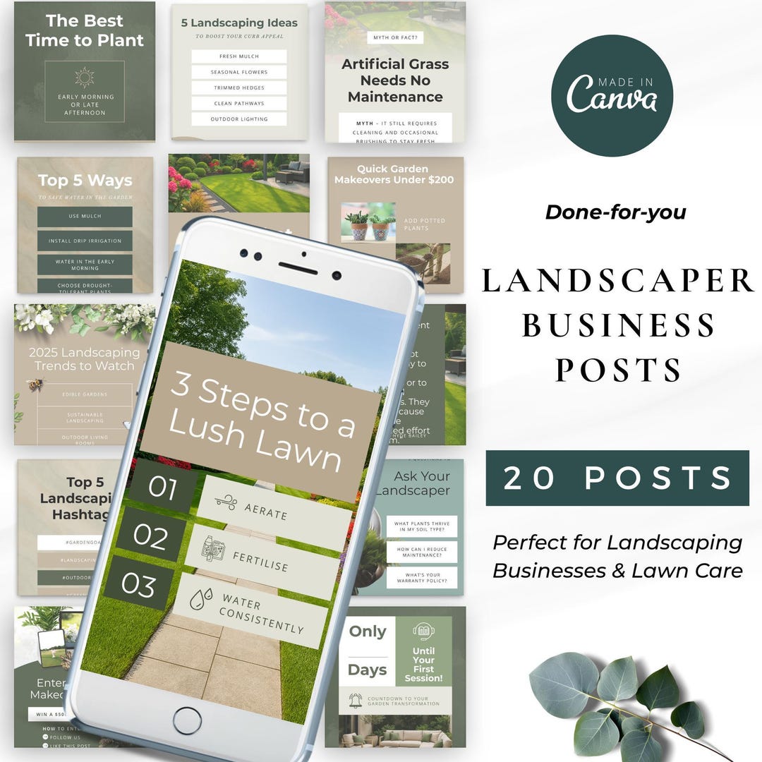 Landscaping Social Media Posts, Landscaper Canva Templates for ...