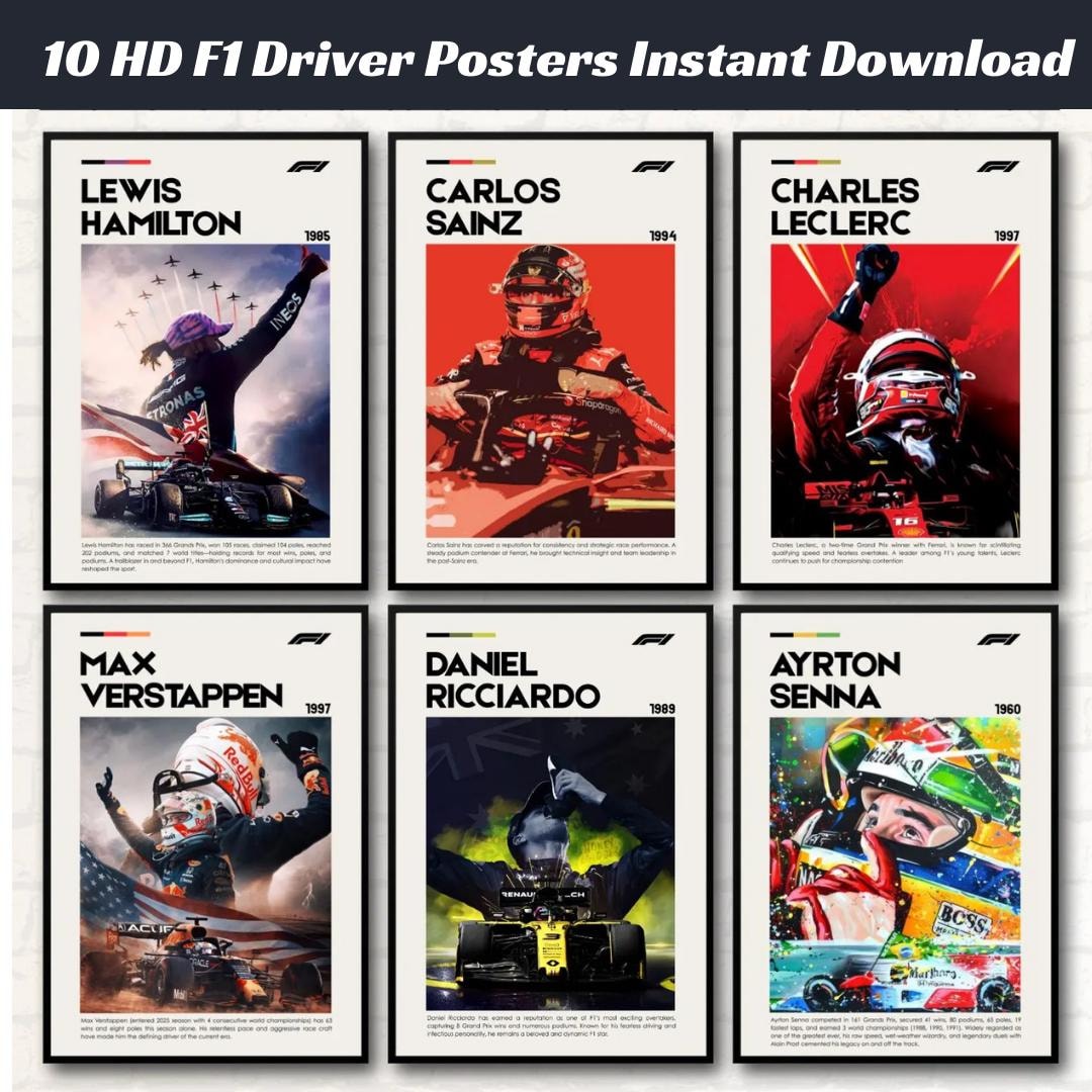 Formula 1 Driver Posters, HD Racing Art Prints (digital Download ...