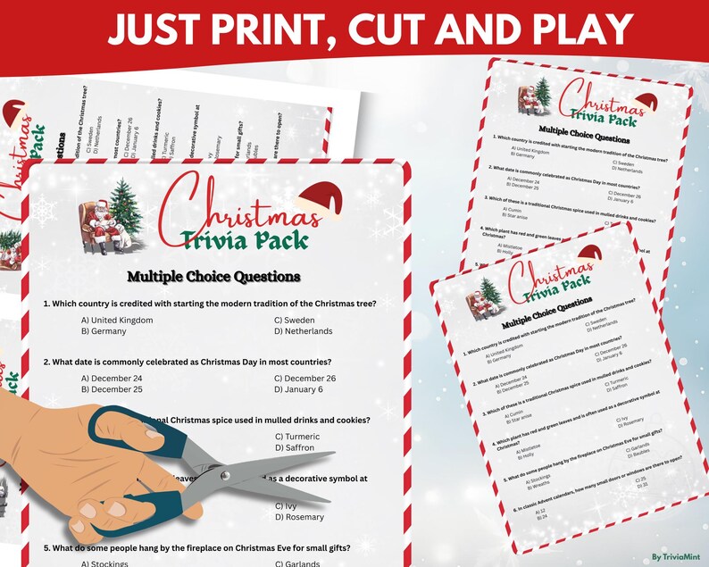 Christmas Trivia Printable, Fun Holiday Party Game for Kids, Adults ...