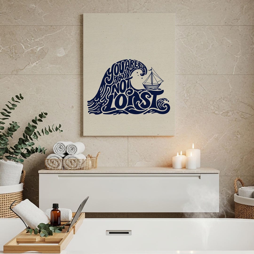 You Are Not Lost Wall Art, Nautical Boat Wave Canvas, Inspirational ...
