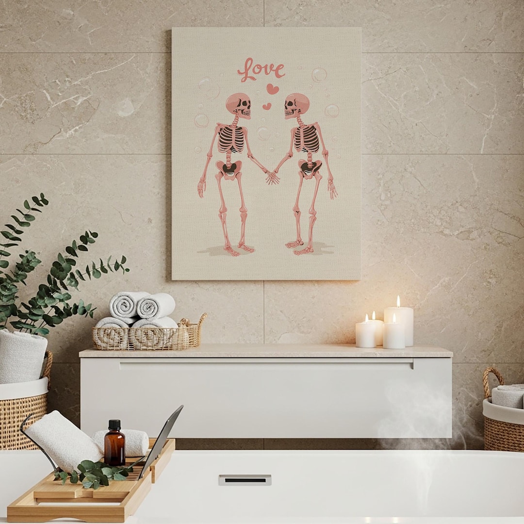 Love Skeletons Art Print Romantic Cute Skeleton Couple Wall Decor ...