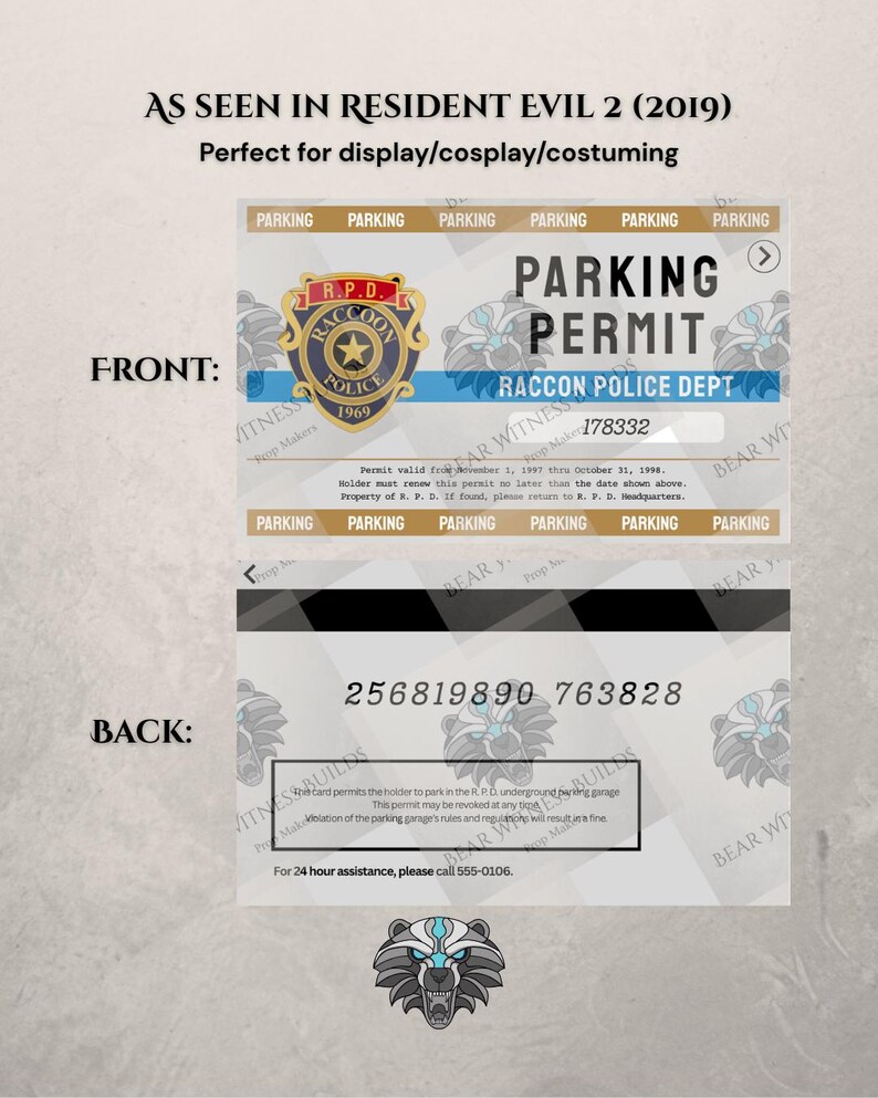 Resident Evil 2 (2019) RPD Parking Permit Digital Files - Etsy