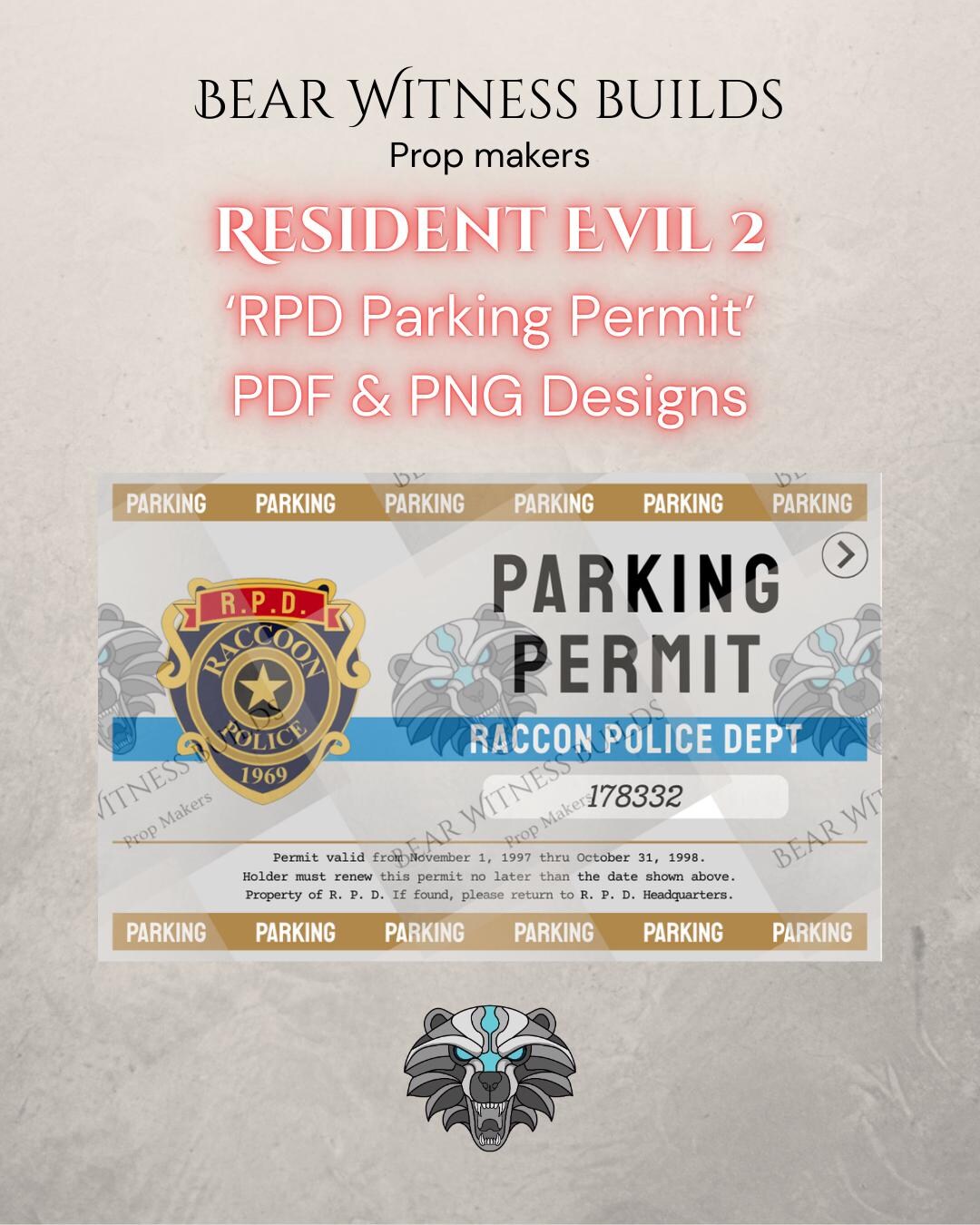 Resident Evil 2 (2019) RPD Parking Permit Digital Files - Etsy