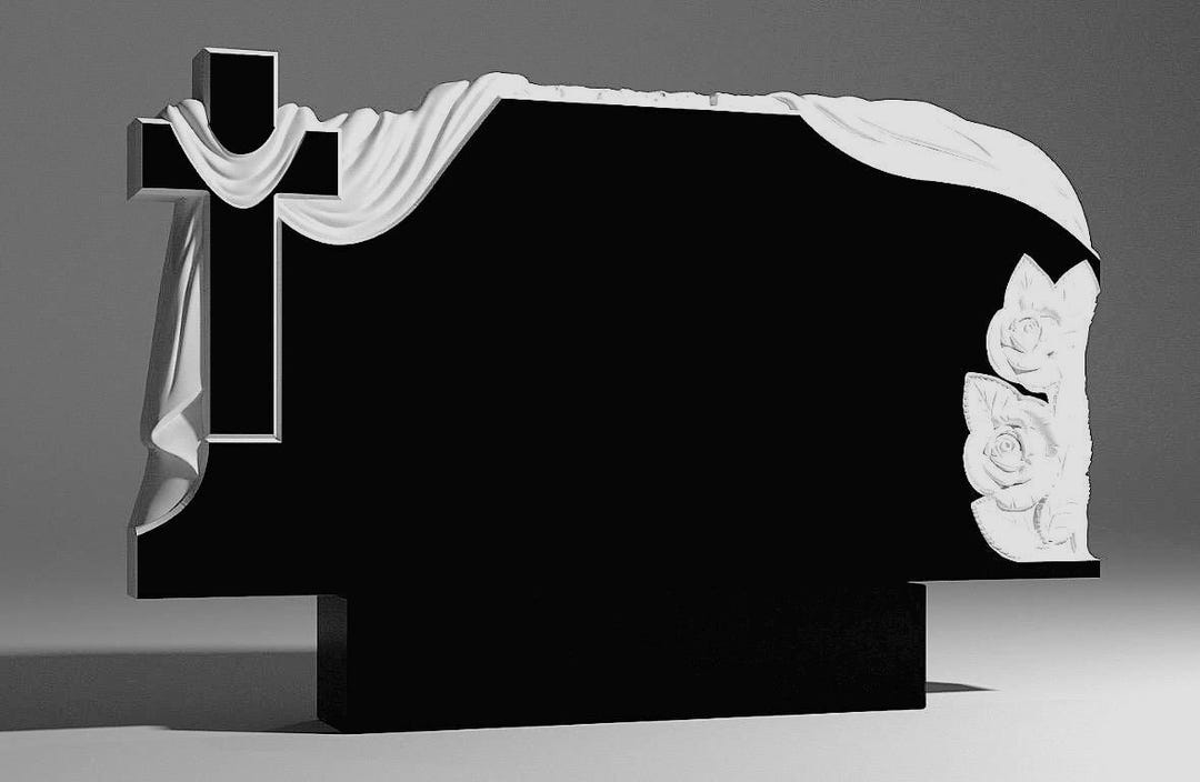 Tombstone 3D STL Model for CNC | Memorial Headstone Relief | Gravestone ...