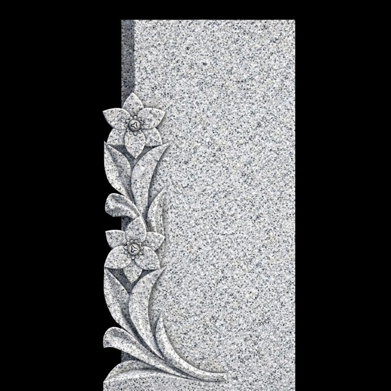 Floral Memorial Panel STL | CNC Granite Relief | Tombstone Decoration ...