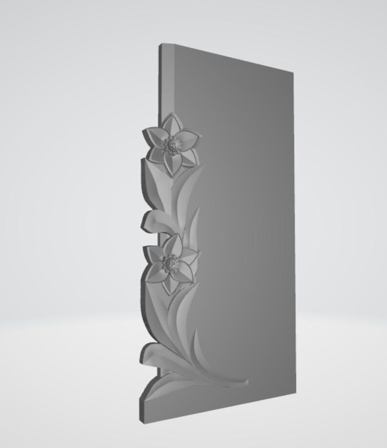 Floral Memorial Panel STL | CNC Granite Relief | Tombstone Decoration ...