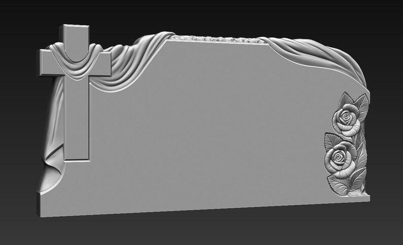 Tombstone 3D STL Model for CNC | Memorial Headstone Relief | Gravestone ...