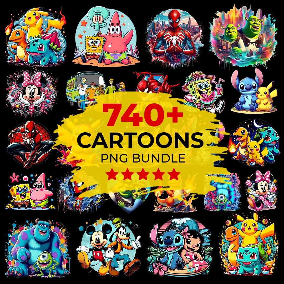 740+ Funny Cartoon Mega Bundle PNG, Cartoons Svg, Cartoon Clipart, T ...