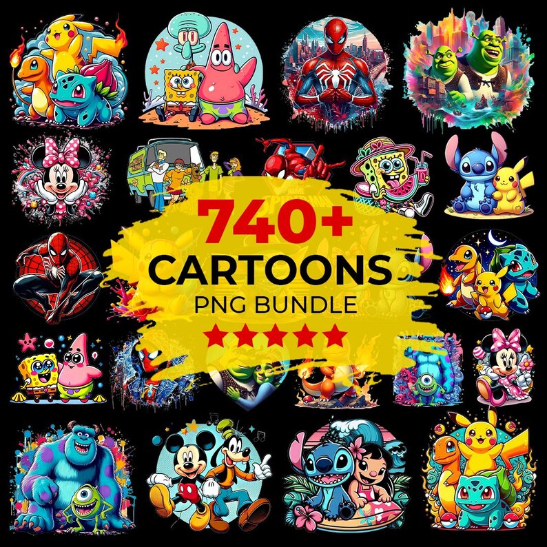 740+ Funny Cartoon Mega Bundle PNG, Cartoons Svg, Cartoon Clipart, T ...