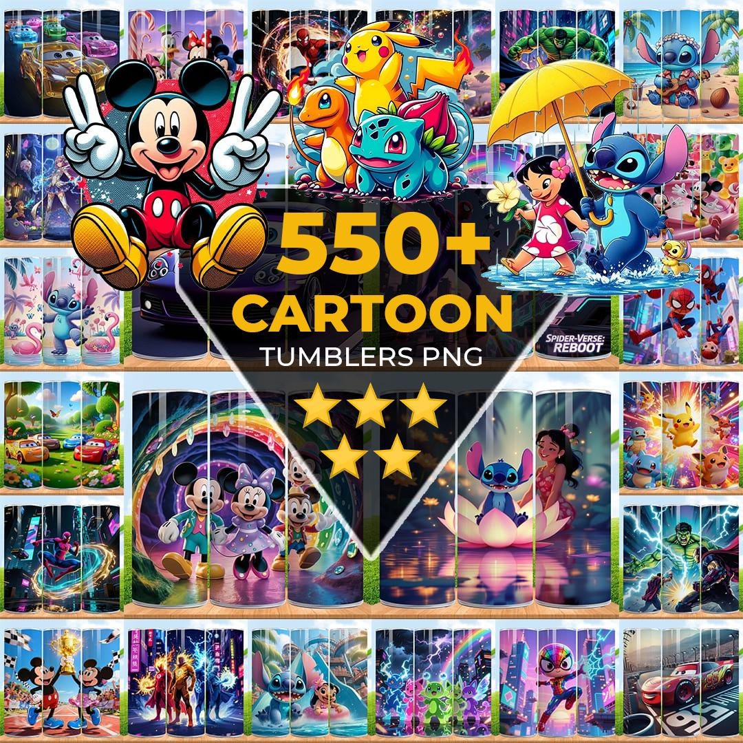 550+ Cartoon Tumbler Bundle, 90s Cartoon Tumbler, Tumbler Svg Wraps ...