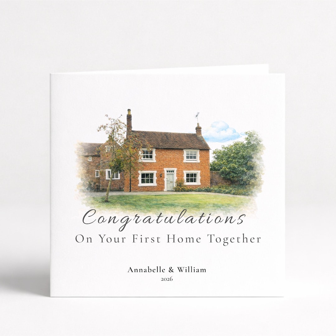 Personalised First Home Together Card | Watercolour English Cottage ...