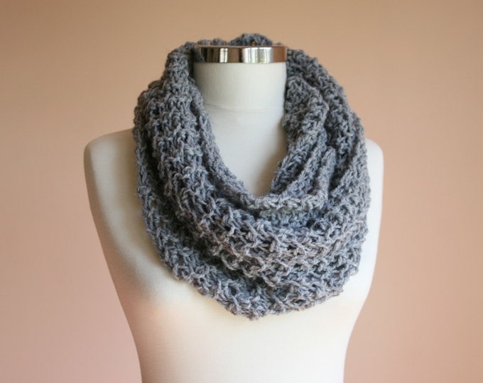 Wool Grey Infinity Scarf Gray Chunky Cowl Autumn Winter - Etsy