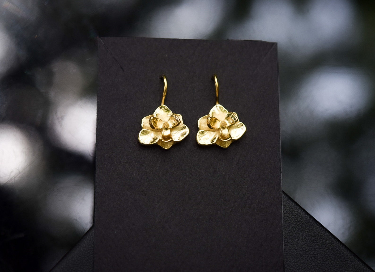 Gold Vermeil Magnolia Earrings/ Magnolia Post Earrings/ Dangle Earrings ...
