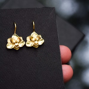 Gold Vermeil Magnolia Earrings/ Magnolia Post Earrings/ Dangle Earrings ...