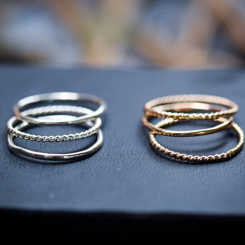Stacking Rings Midi Rings/ Sterling Silver/ Gold Filled - Etsy