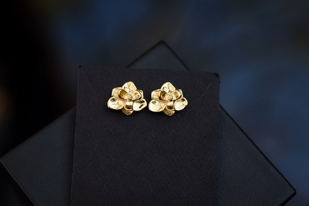 Gold Vermeil Magnolia Earrings/ Magnolia Post Earrings/ Dangle Earrings ...