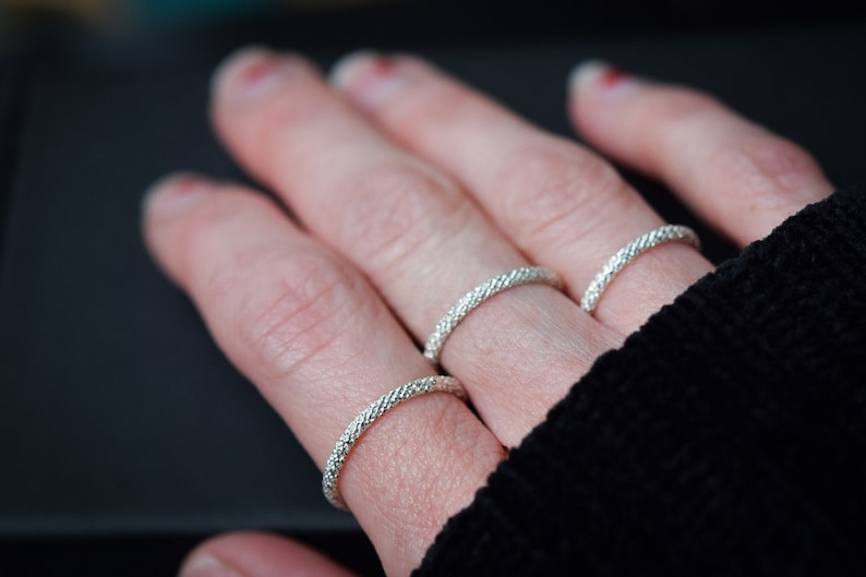 Sparkle Sterling Stacking Ring/sterling Silver/ Stacking - Etsy