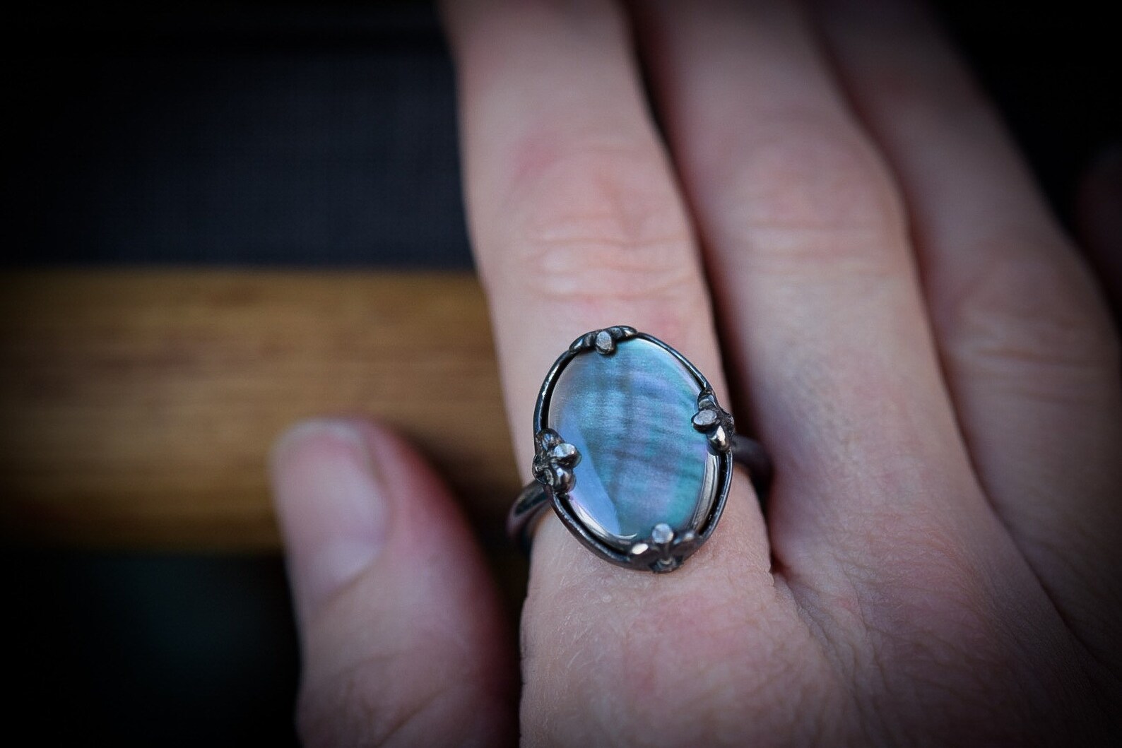 Mirror Mirror Ring/ Black Mother of Pearl/ Sterling Silver - Etsy