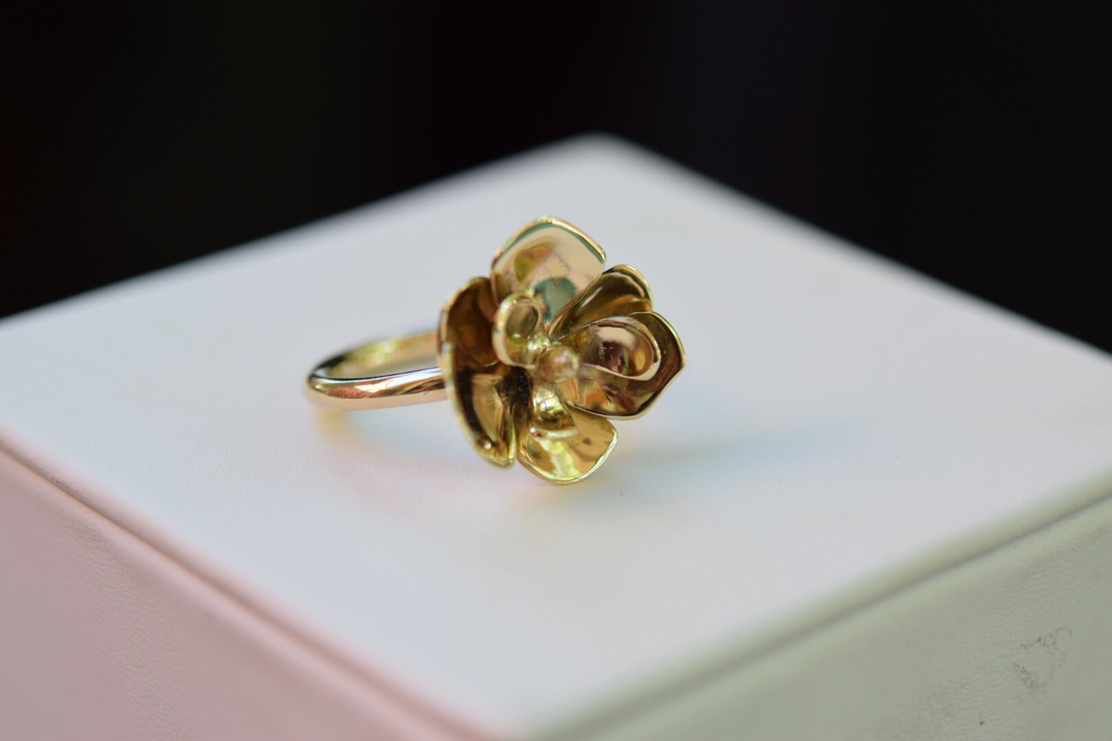 Solid 14k Gold Magnolia Ring | Etsy