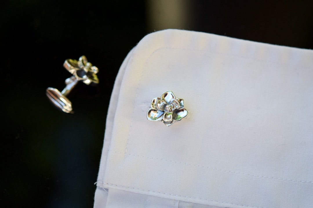 Magnolia Cufflinks/ Sterling Silver/ Gifts for Him - Etsy